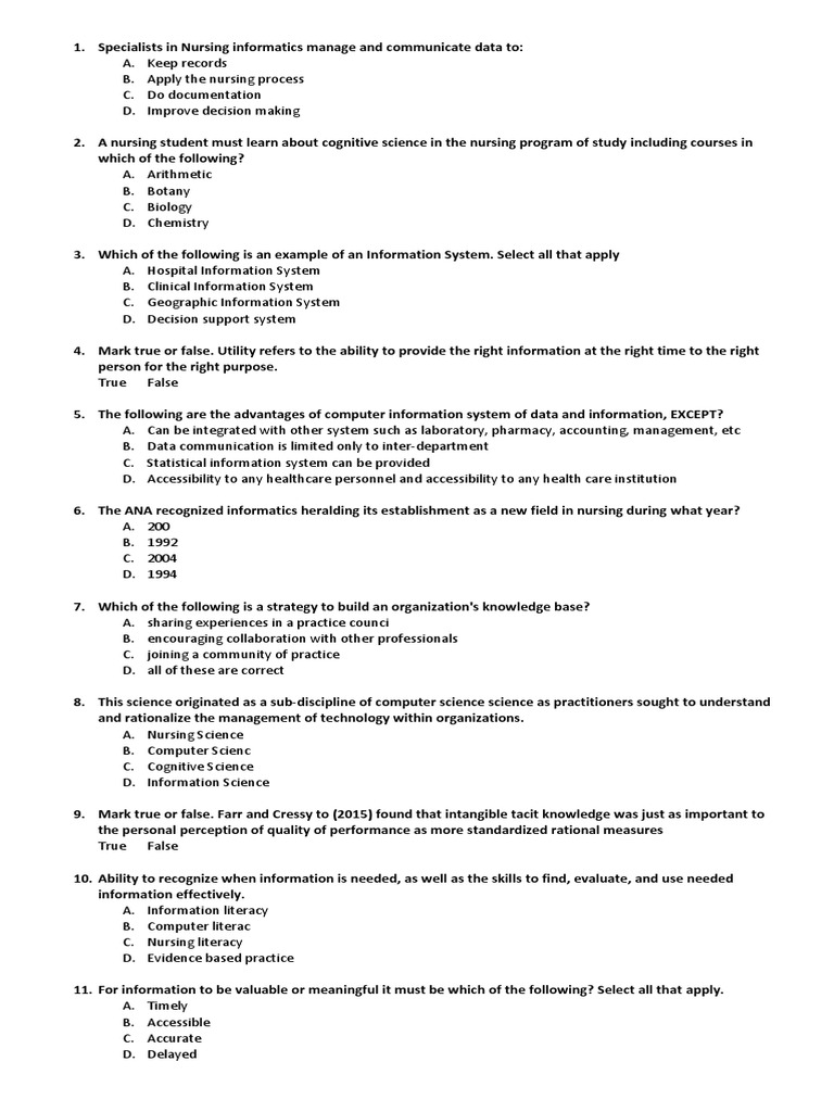 Nursing Informatics Exam Review Guide | PDF | Health Informatics | Nursing