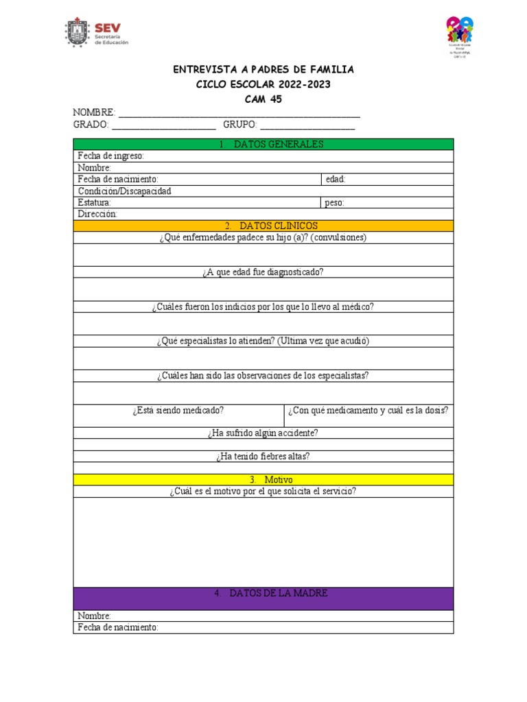 Entrevista A Padres de Familia (Inicial y Preescolar) | PDF