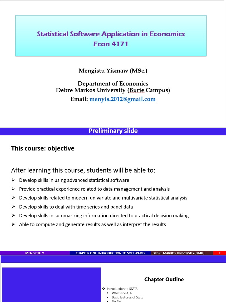 CH - 1 - Introduction To Econometrics Software Stata | PDF