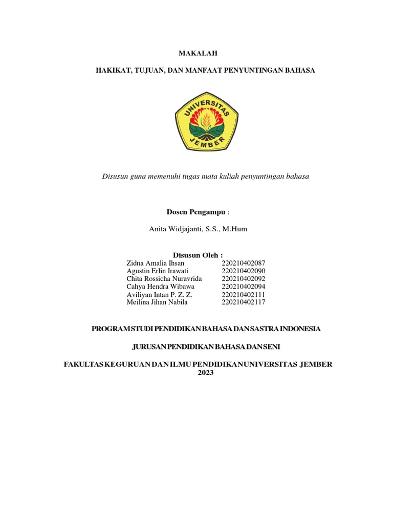 Makalah Penyuntingan Bahasa K 1 | PDF