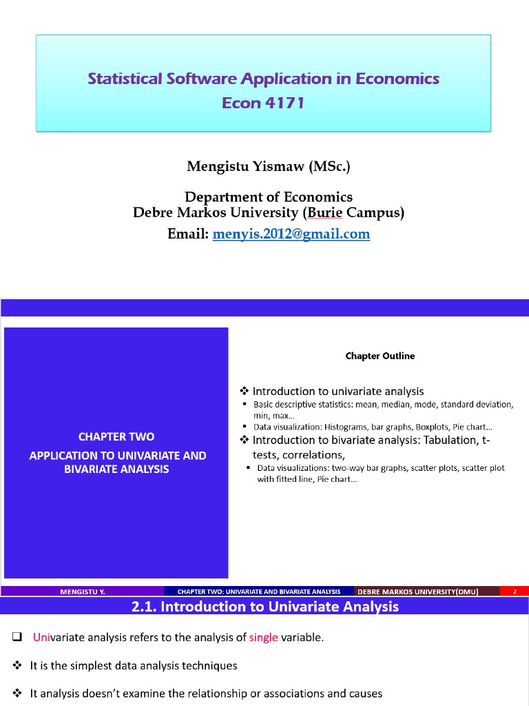 CH - 2 - Application To Univariate and Bivariate Analysis in Stata | PDF