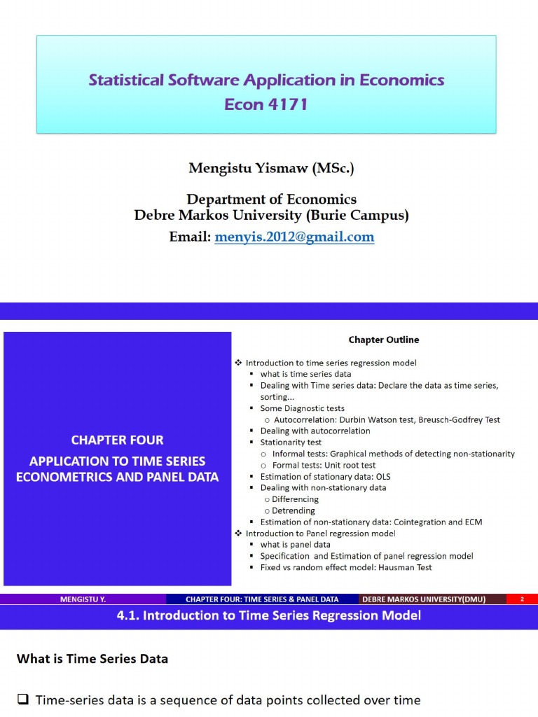 CH - 4 - Application To Time Series and Panel Data in Stata | PDF