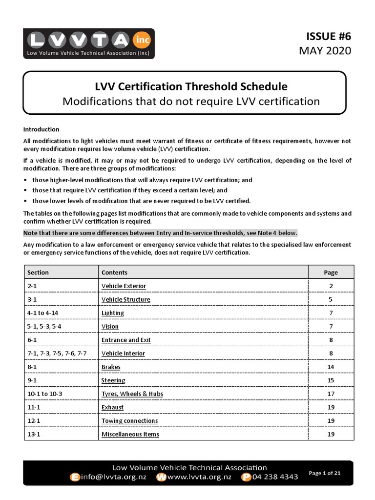 LVVTA LVV Cert Threshold | PDF | Seat Belt | Airbag