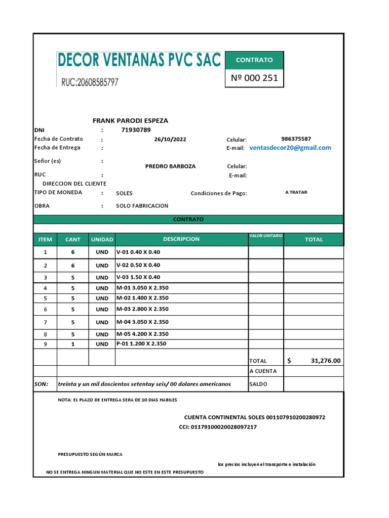 Cotizacion 251 | PDF