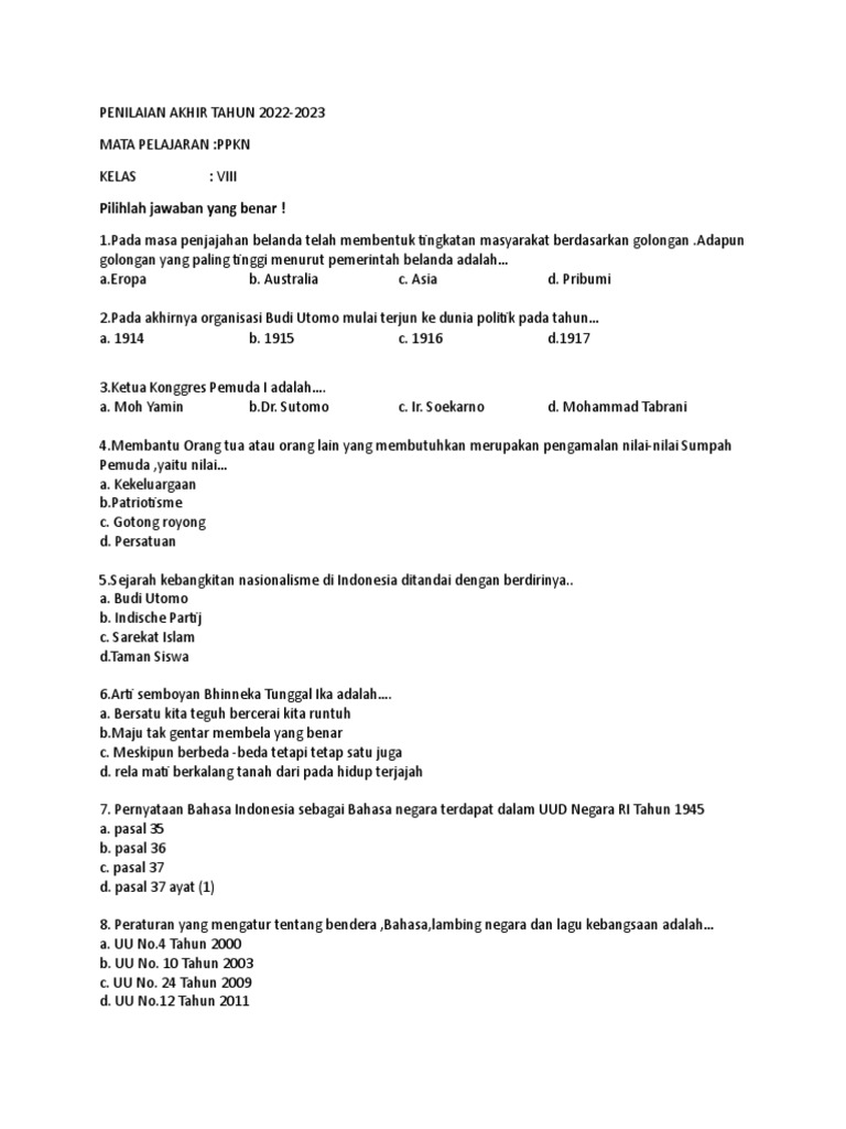 Soal Pat PKN KLS 8 | PDF