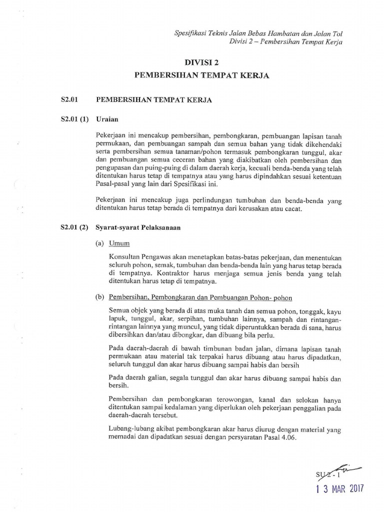 Spek Teknis JBH & JT - E.2017 - Div.2 Ok | PDF