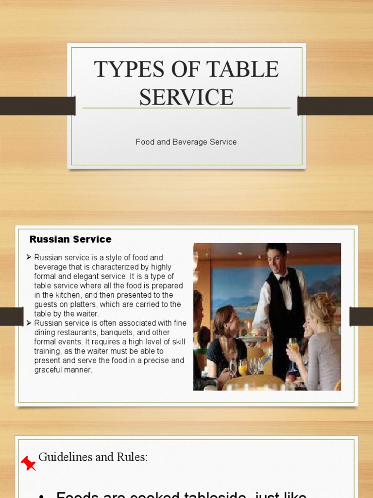 Types of Table Service Explained | PDF | Waiting Staff | Restaurants