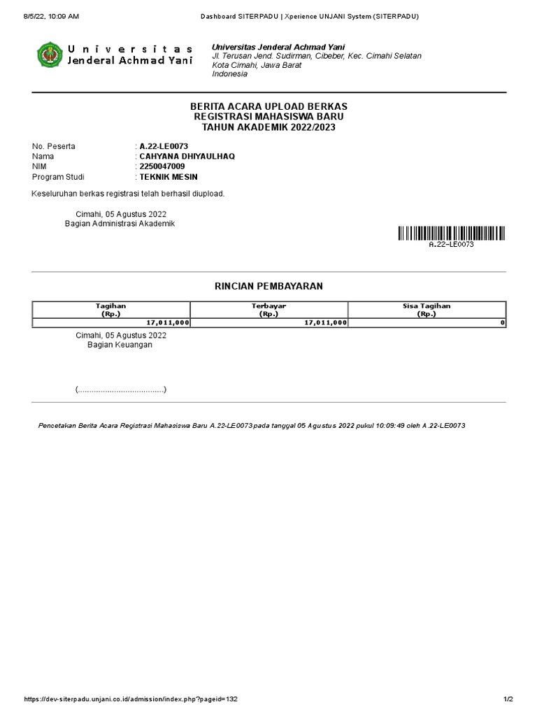 Berita Acara Upload Berkas | PDF