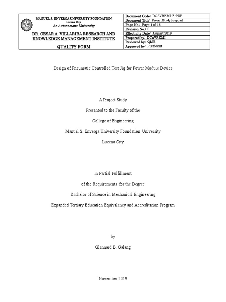 Design of Pneumatic Controlled Test Jig For Power Module Device | PDF ...