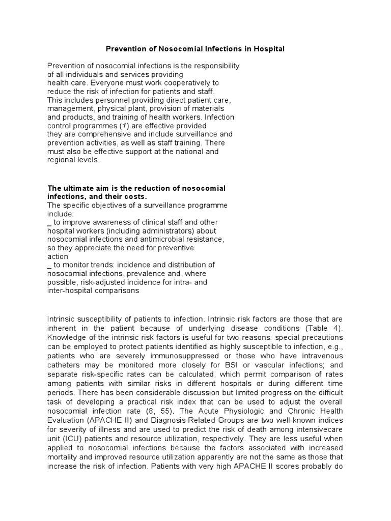 Nosocomial Infection Prevention Guide | PDF | Infection | Hospital ...
