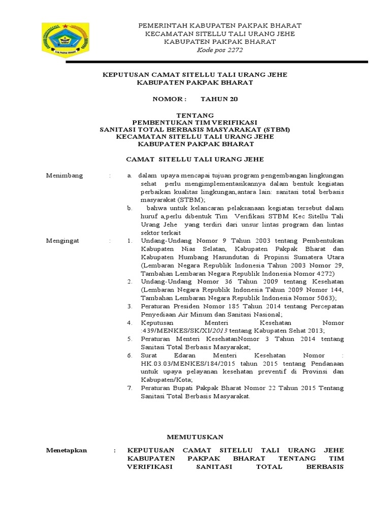 SK CAMAT STBM PILAR 2 Dan 3 | PDF