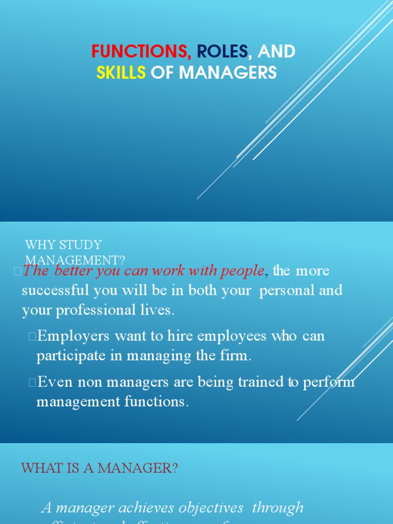 Functions Roles And Skills Of A Manager PDF Interpersonal