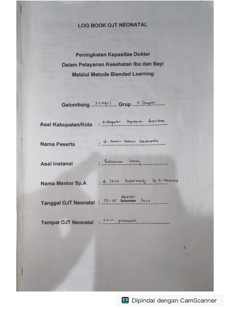 LOG BOOK OJT NEONATAL-Kab - Kep.ANAMBAS-dr ANTON FS | PDF