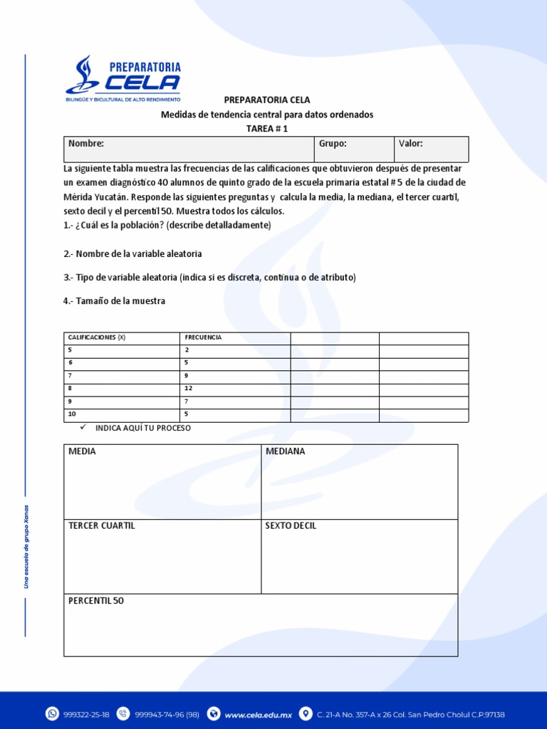 Mat5 - B123 - Jru - Tarea 1 | PDF | Mediana