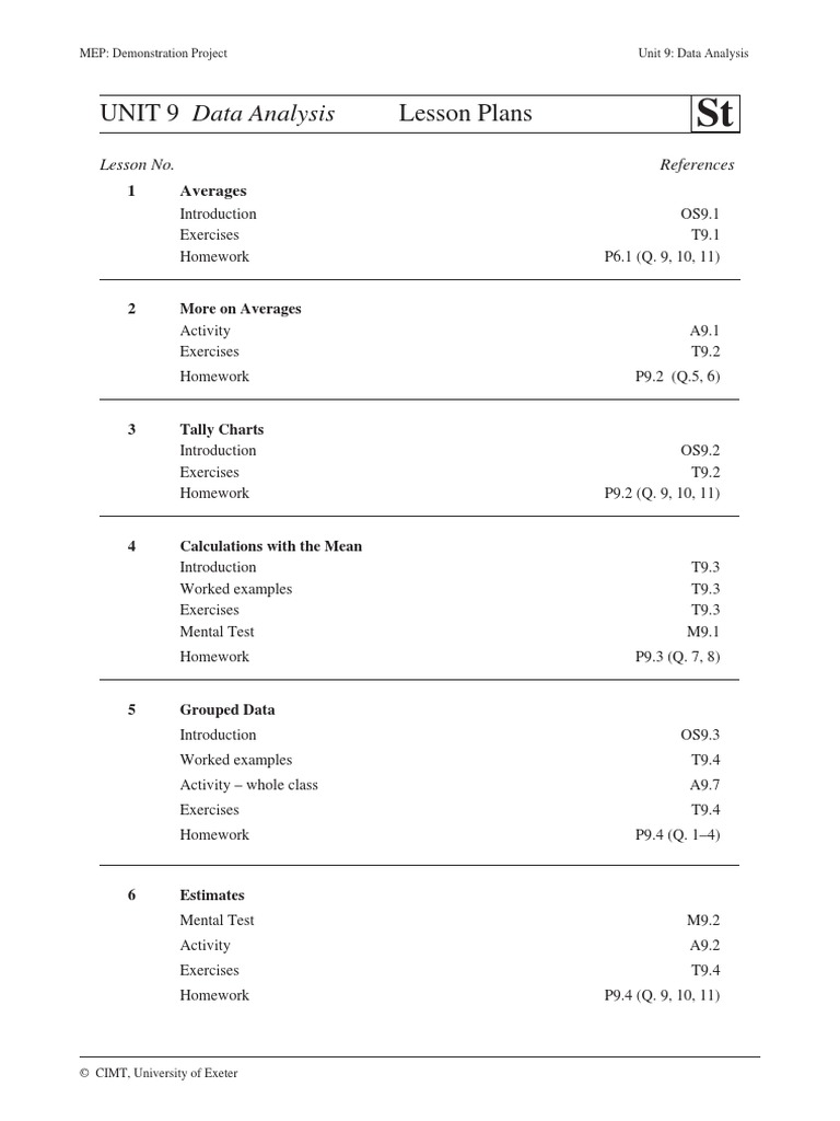 MDM4U Data Analysis 5. - Lesson - Plans | PDF | Statistics