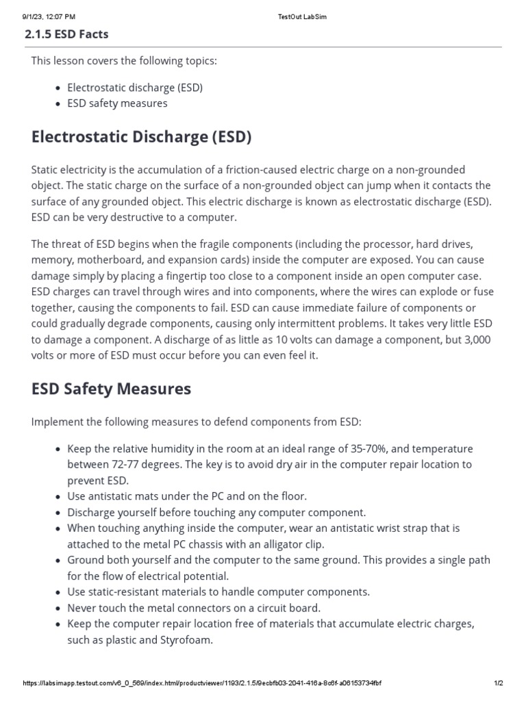 2.1.5 ESD Facts | PDF | Electrostatic Discharge | Applied And ...