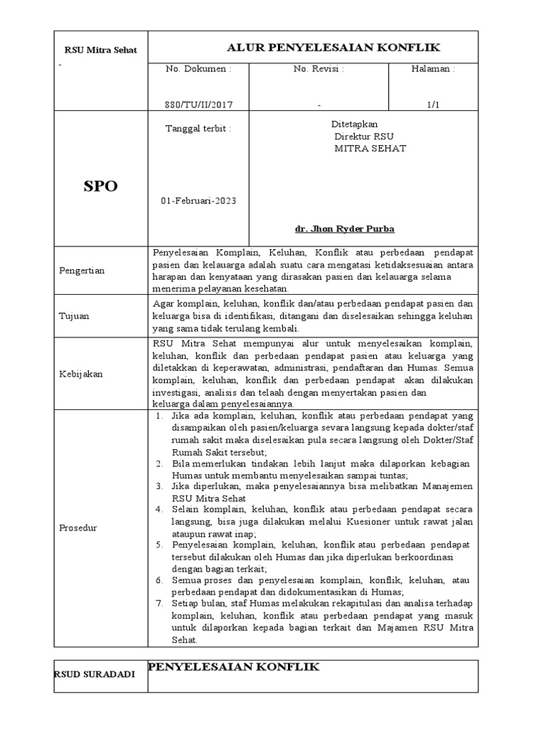 Perbedaan SPO dan SOP dalam Penyelesaian Konflik | PDF