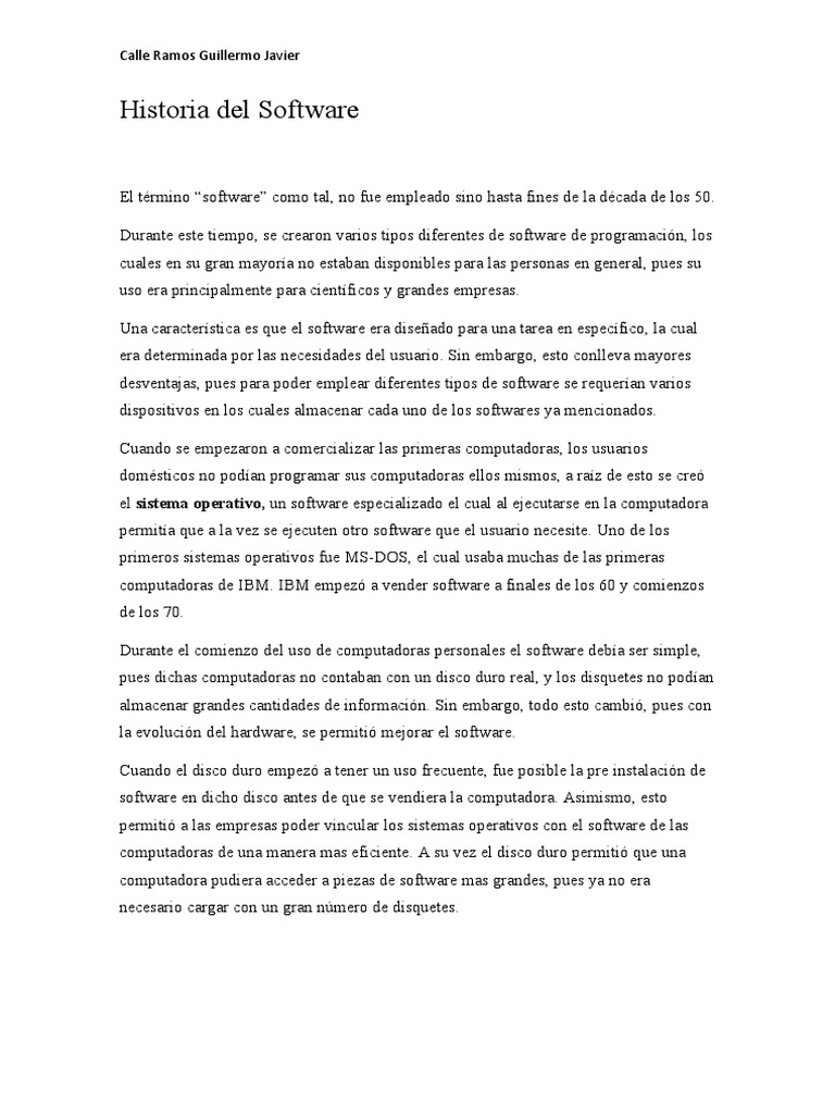 Historia Del Software | PDF | Software | Hardware de la computadora