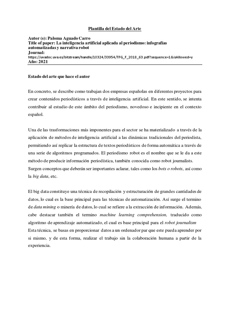 Estado Del Arte - 02 | PDF | Inteligencia artificial | Inteligencia (IA) y semántica