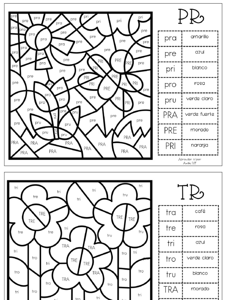 Colorear Por Códigos Las Sílabas Trabadas Recopilado Por Materiales ...