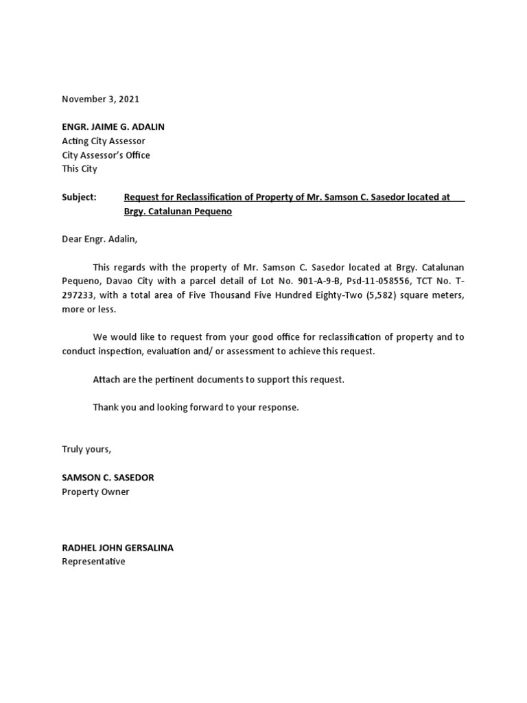 Request For Reclassification From CASSO | PDF