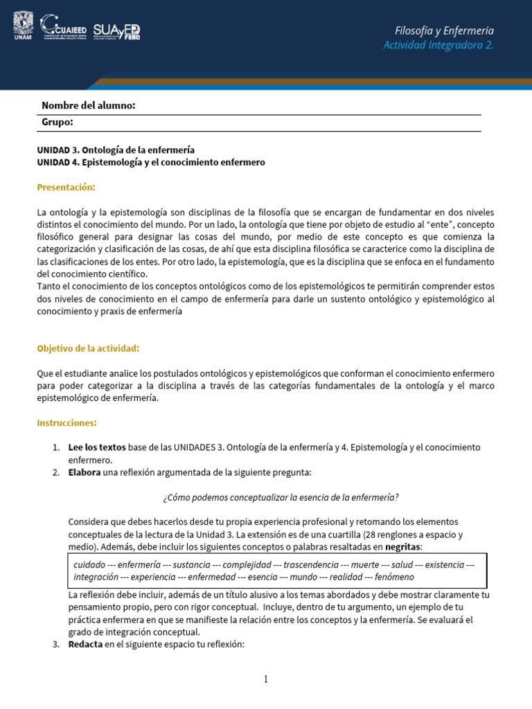 U3Y4 Filosofia en Enfermeria | PDF | Ontología | Conocimiento