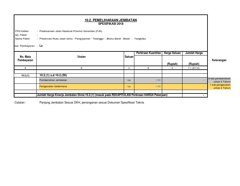 Template Biaya Rutin Jembatan Utk Masingmasing Jembatan | PDF