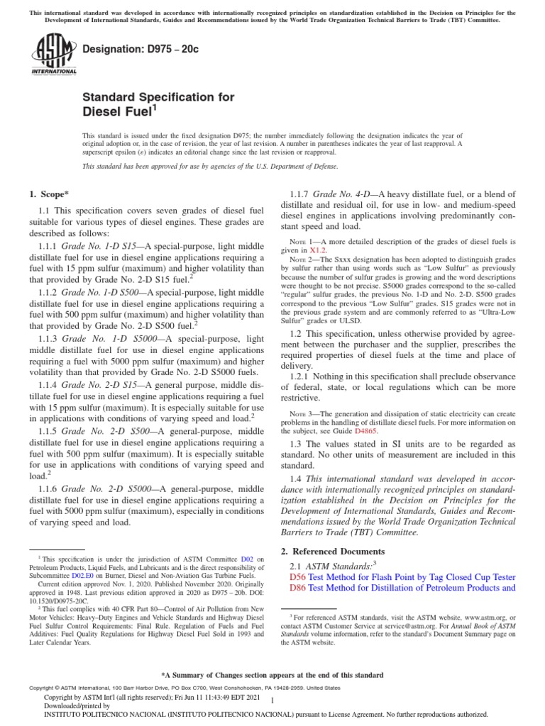 Astm D975 | PDF | Diesel Fuel | Biodiesel