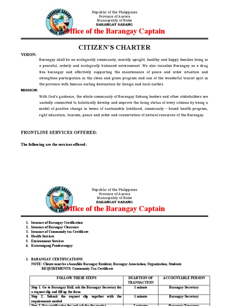 Citizen Charter Sabang | PDF | Government | Justice