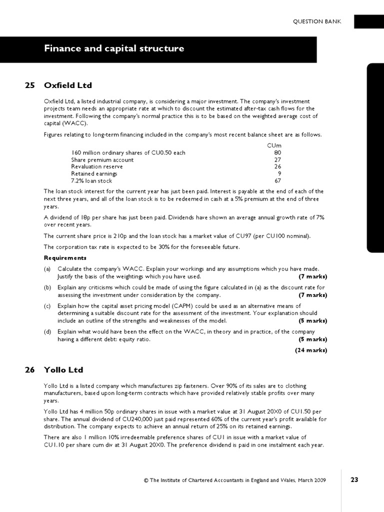 Oxfield Ltd's WACC and Investment Analysis | PDF | Cost Of Capital | Stocks