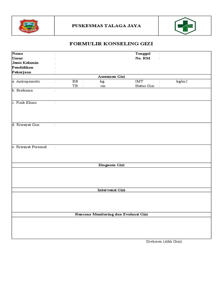 Form Konseling Gizi TJ | PDF