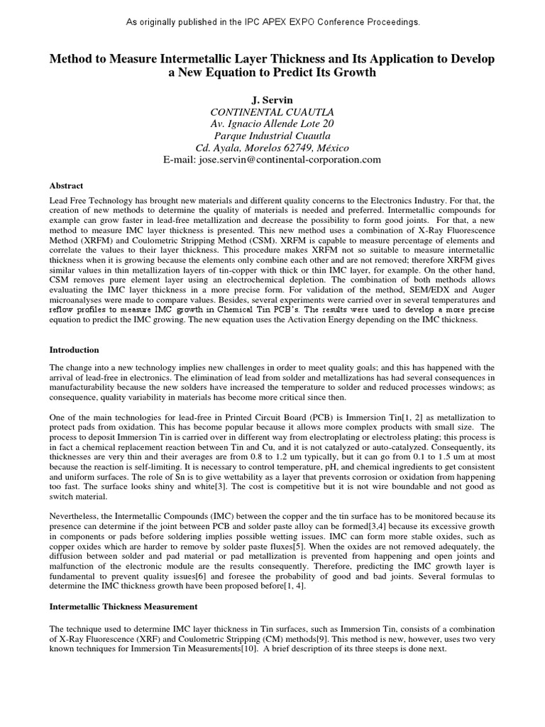 Measure Intermetallic Layer Thickness Ipc | PDF | Solder | Tin