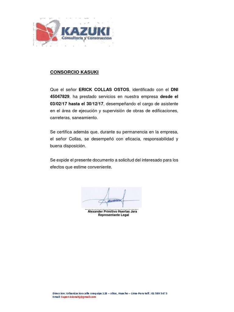 Asistente Supervisor Kasuki 11meses | PDF