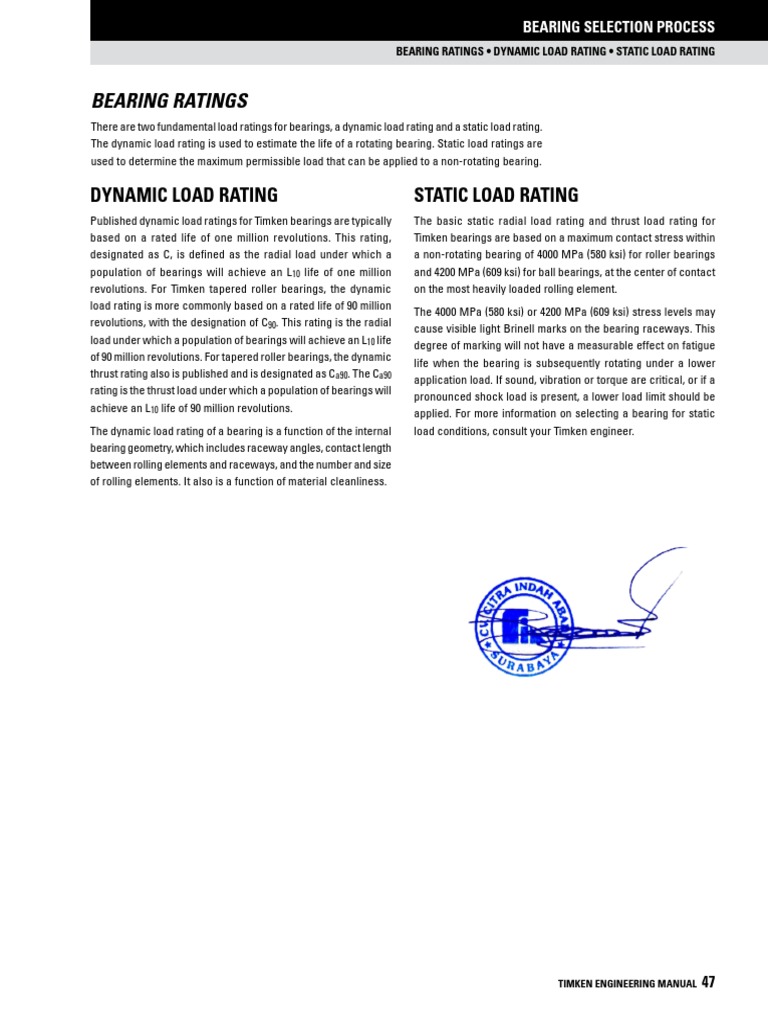 Timken Bearing Load Ratings Guide | PDF | Bearing (Mechanical) | Viscosity
