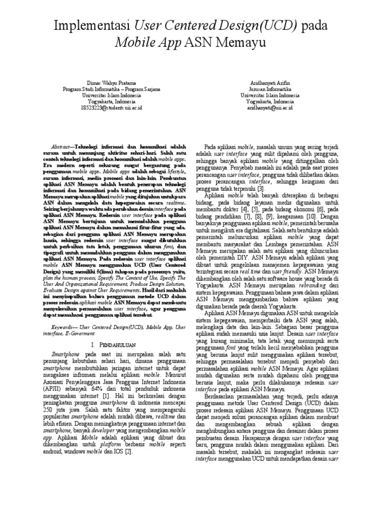 Implementasi User Centered Design Pada Mobile App ASN Memayu | PDF