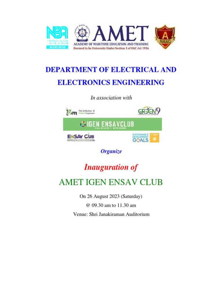 Amet Igen Ensav Club Report | PDF | Energy Conservation | Learning