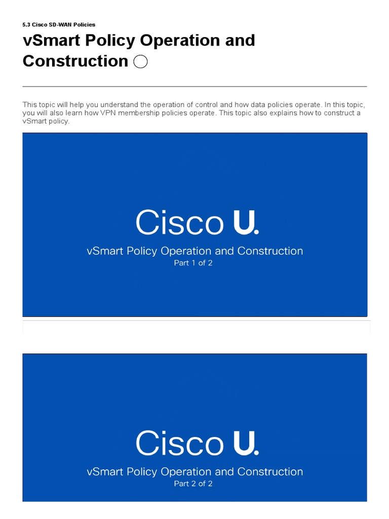 Vsmart Policy Operation and Construction - Cisco SD-WAN Operation and Deployment | Download Free ...