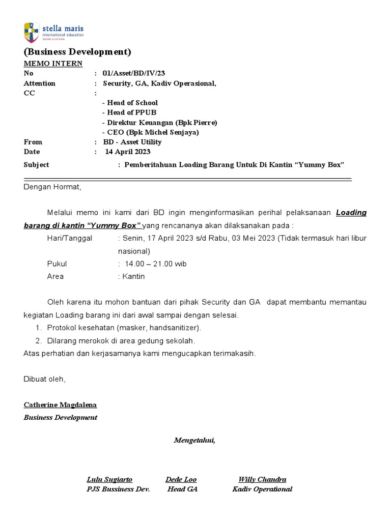 Pemberitahuan Loading Barang di Yummy Box | PDF
