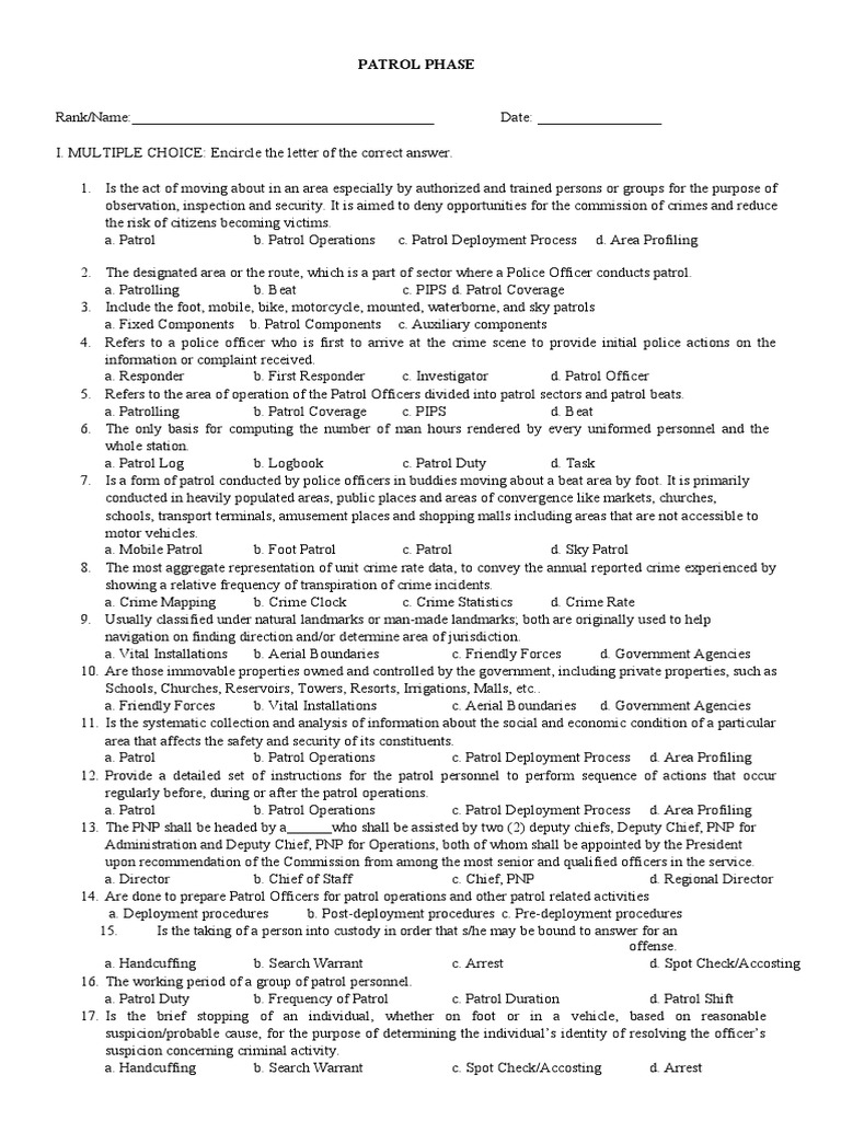 PATROL | PDF | Police | Patrol