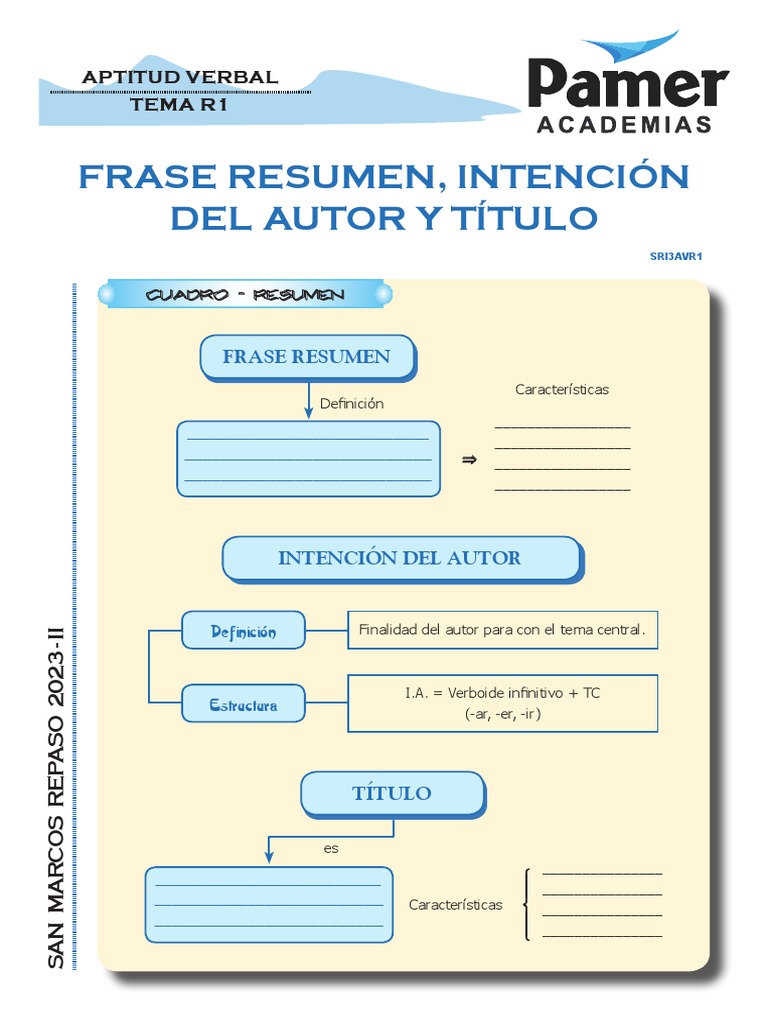 C - AV - R1 - Frase Resumen, Intención Del Autor y Título | PDF | Luna ...