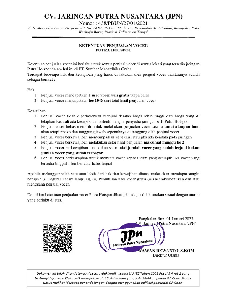 ATURAN PENJUALAN VOCER | PDF