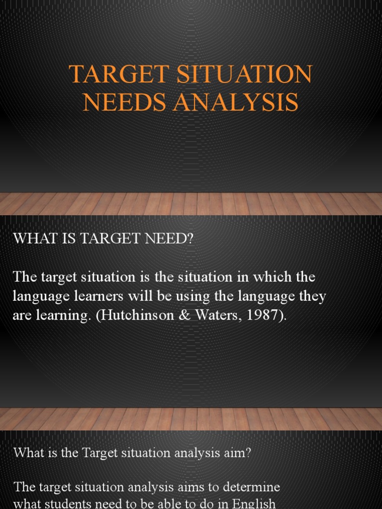 Target Situation Needs Analysis | PDF