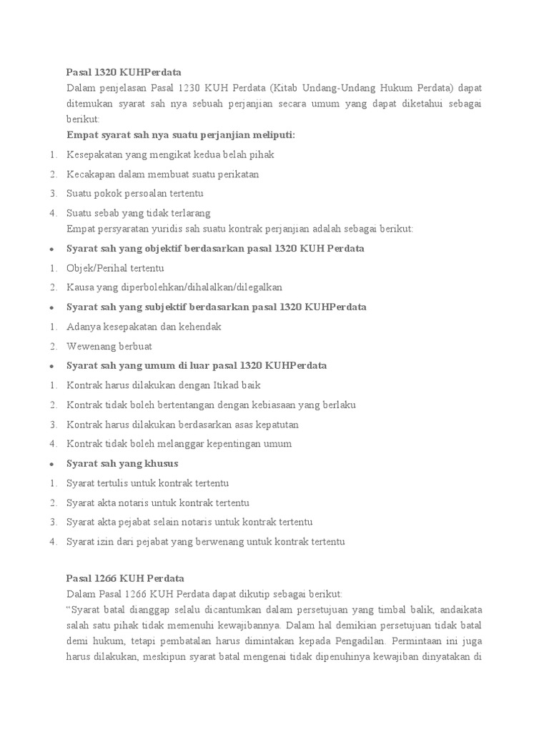 Pasal 1320 KUHPerdata | PDF