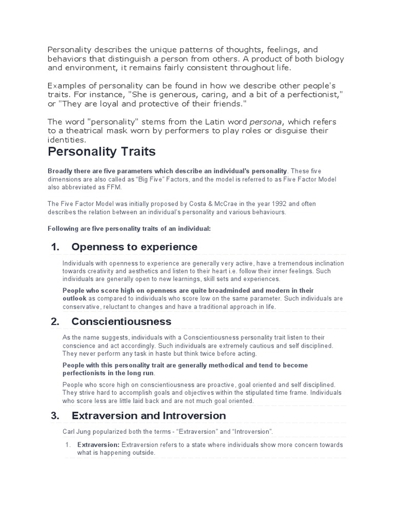 Types of Human Personlaities | PDF | Extraversion And Introversion | Psychological Concepts