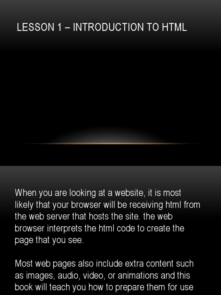 LESSON 1 Introduction To HTML | PDF | World Wide Web | Internet & Web