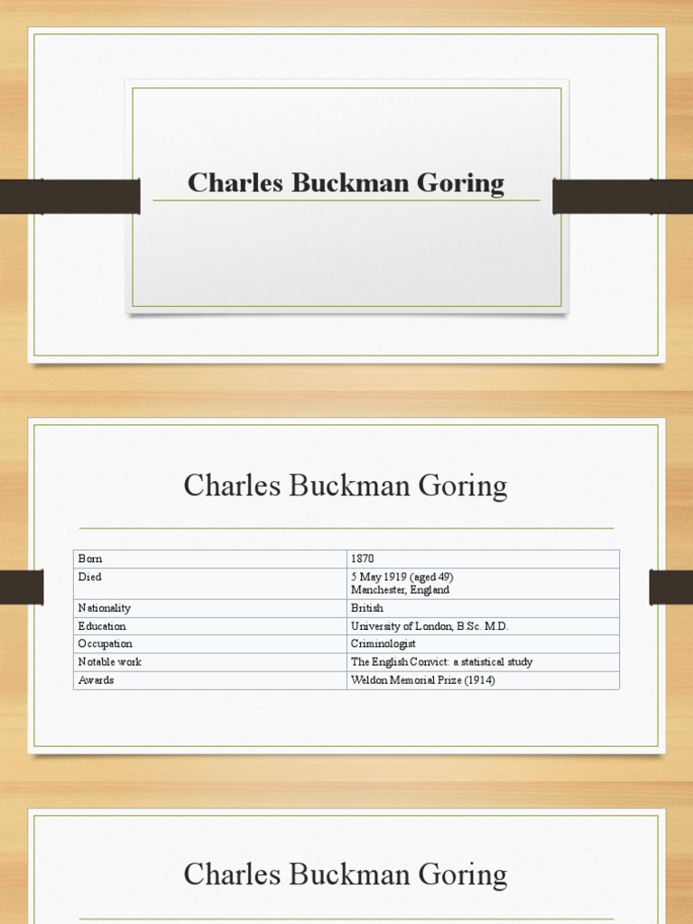 Charles Buckman Goring | PDF