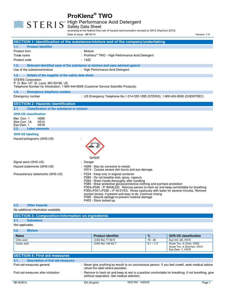 Proklenz Two - MSDS | PDF | Firefighting | Toxicity