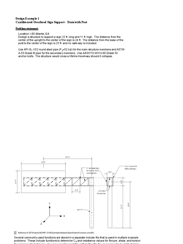 (Example 1) Sign Board | PDF | Truss | Mechanics