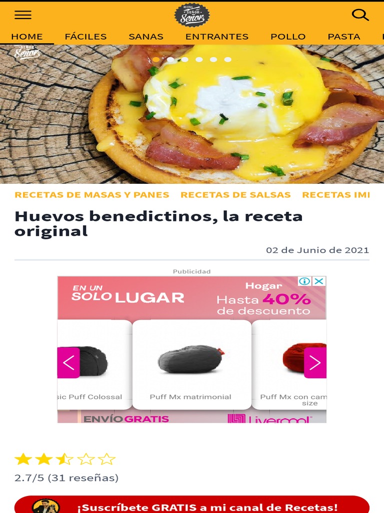 Huevos Benedictinos: Receta Original | PDF