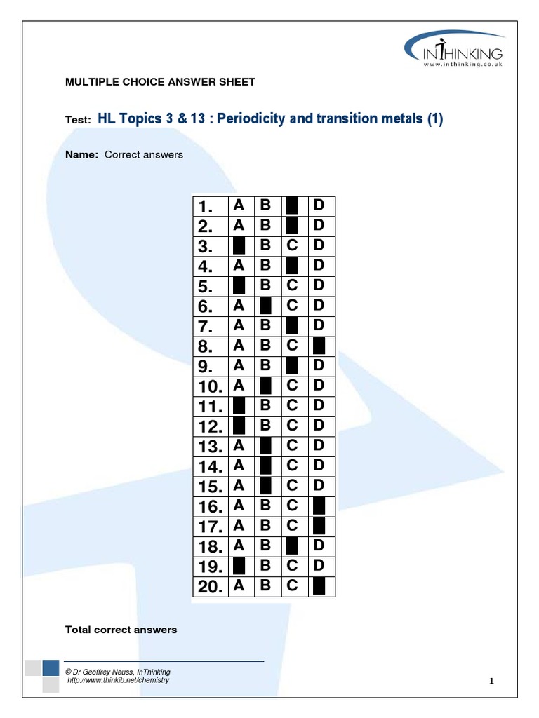 In Thinking HL-Topic-3 - 13-Periodicity - Transition-Metals - (1) - Answers | PDF
